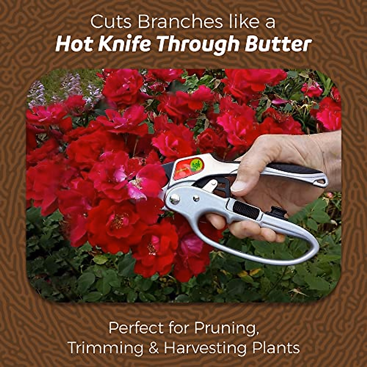 Ratchet Pruning Shears Gardening Tool – Anvil Pruner Garden Shears with Assisted Action – Ratchet Pruners for Gardening with Heavy-Duty, Nonstick Steel Blade – Garden Tools by The Gardener's Friend