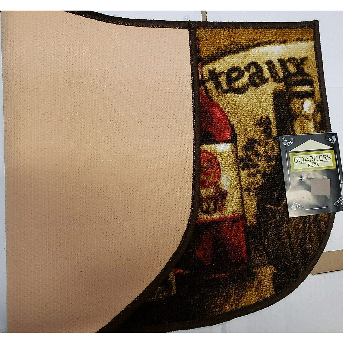 THE RAISE Kitchen Rug, Kitchen Mat, Printed Nylon Rug (nonskid) 18"x30" 4 Wine Bottles & 2 Glasses,D Shape