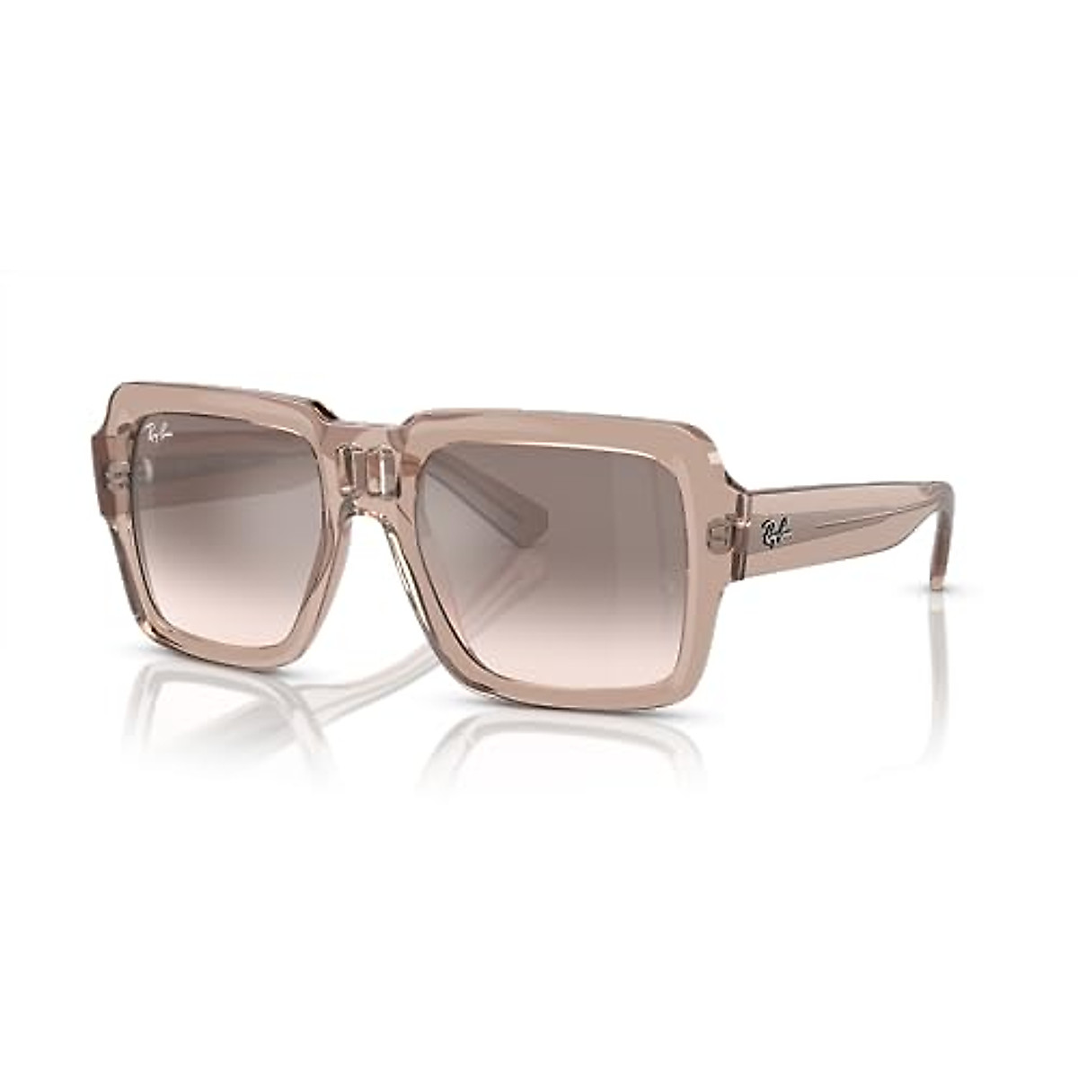 Ray-Ban RB4408 Magellan Square Sunglasses, Transparent Light Brown/Light Brown Mirrored Silver Gradient, 54 mm