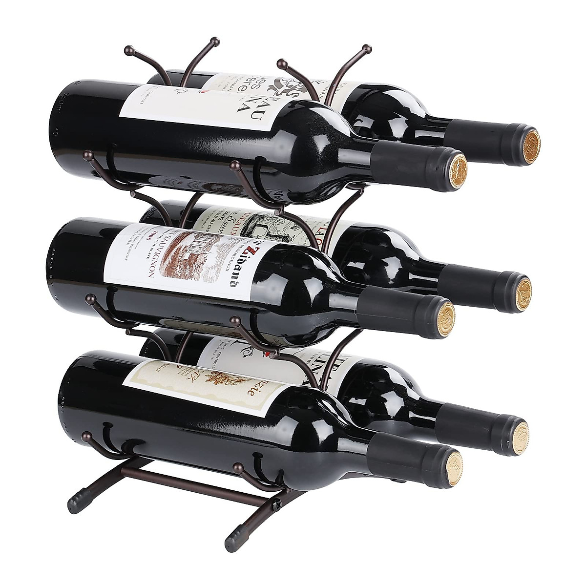 SCDGRW Wine Racks Countertop, 9 Bottles Wine Holder for Wine Storage, Small Wine Rack, Modern Black Metal Wine Holder Stands, Wine Storage for Pantry, Bar, Cabinet, No Assembly Required