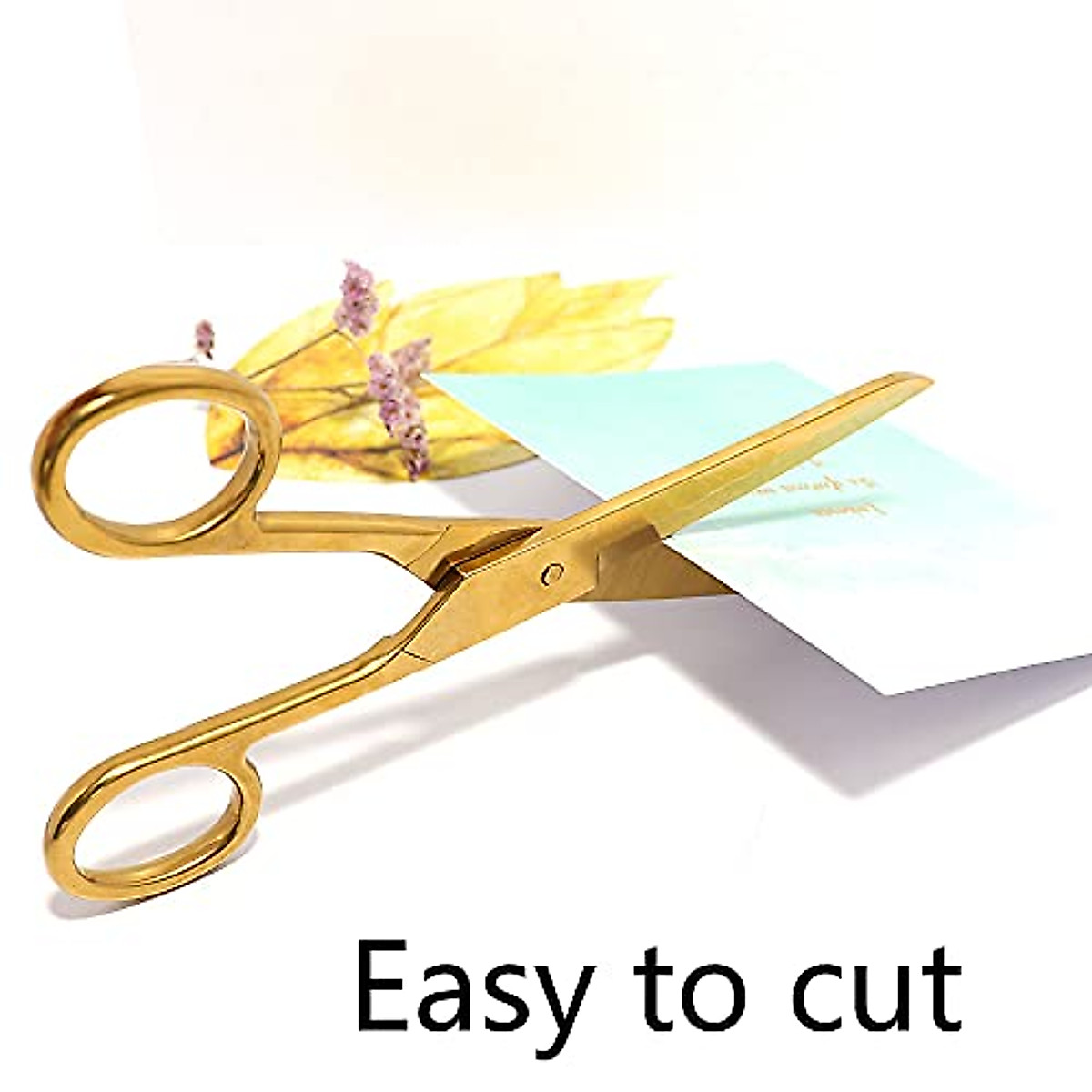 Buqoo Scissors Gold, 7 in, sharp, left hand/right hand. Gold Scissors Can Be Used As a Gift for Craft Lovers (With Gift Box)