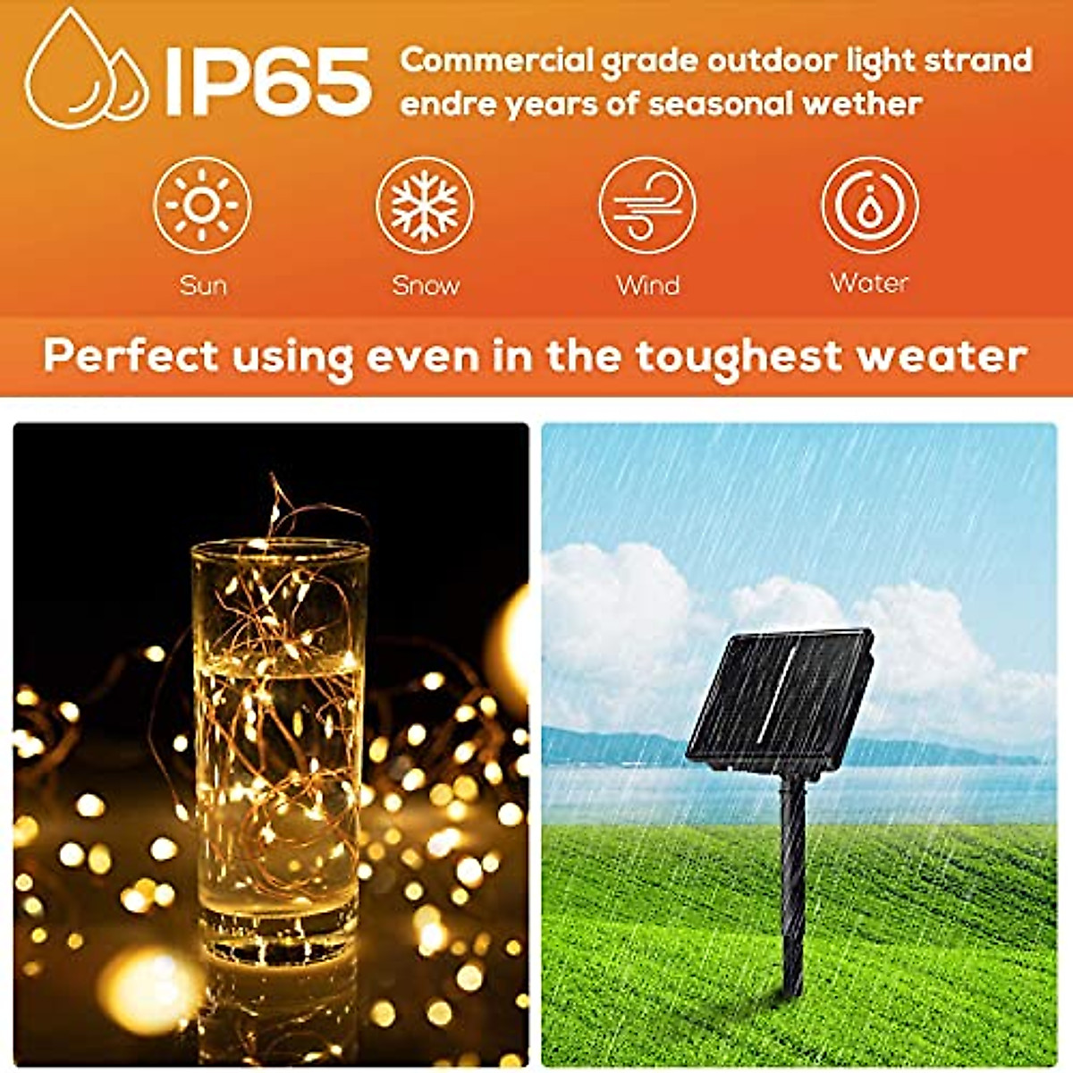 YYGB Solar String Lights Outdoor, 100 LED 10M Solar Garden Lights, Waterproof Copper Wire Solar Fairy Lights with 8 Modes, for Tree, Garden, Home, Wedding, Party