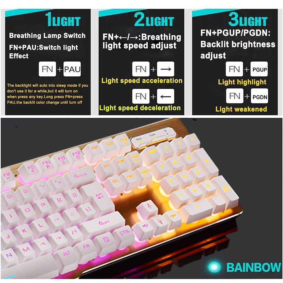 Backlit Keyboard,Wireless Fast-Charging Keyboard Suspended Keycap Illuminated Mechanical Feel Gaming Keyboard 104 Keys for Laptop Desktop PC (White)