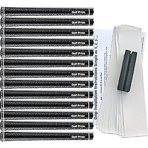 Golf Pride Tour Wrap 2G Midsize (+1/16") Black Grip Kit (13 Grips, Tape, Clamp)