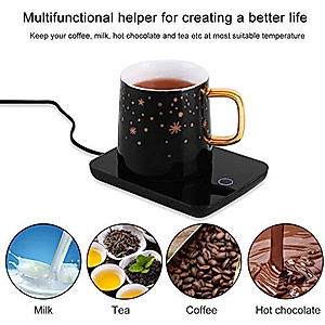 Misby Mug Warmer & Mug Set, Coffee Warmer for Desk Warmer for Desk Auto Shut Off Warmer Plate for Office Home Use, Beverage Warmers with Mug Lid for Water, Tea, Cocoa, Milk Temp Control (Include Cup)