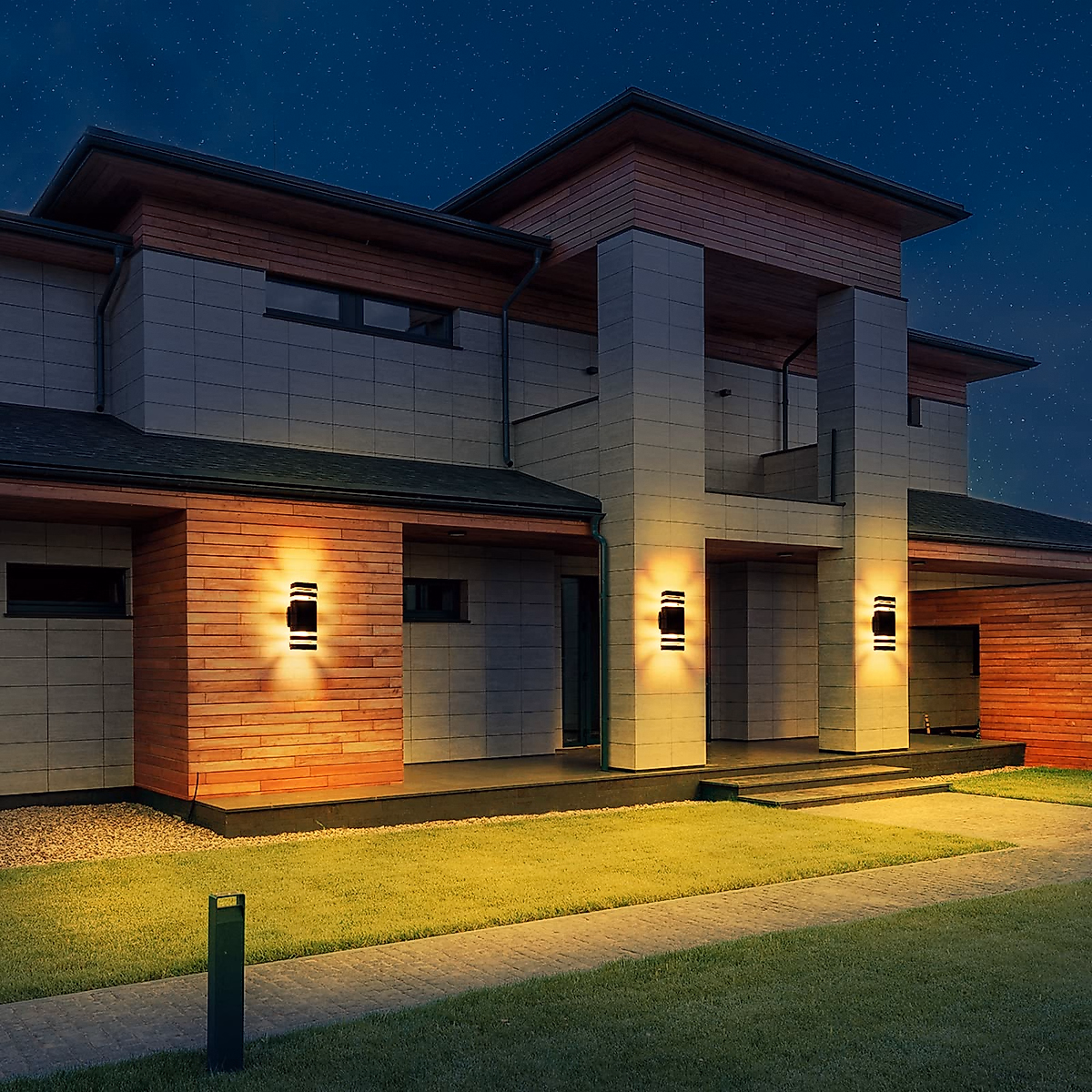 2 Pack Square Up and Down Lights Outdoor Wall Light with E26 Base, Aluminum Waterproof Outdoor Wall Lamps Outdoor Wall Sconce Exterior Lamps for House Front Porch Patio Garage Doorway