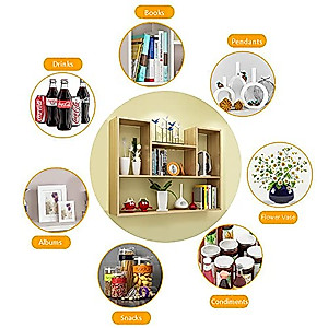 QQXX Wood Wall Mount Bookshelf,3 Tier Floating Shelves,Modern Wall Organizer Cabinets,Photos Cds Shelf,Wall Mounted Storage Rack for Kids Room Livingroom Bedroom Bathroom Kitchen