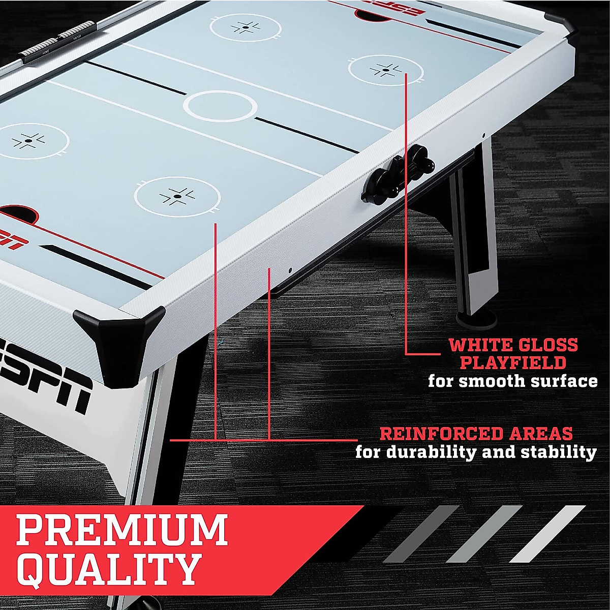Air Hockey Game Table with Table Tennis Top Set ESPN 72 inch Power Play 2 in 1 for Kids & Adults Arcade Style LED Electronic Scorer Includes Accessories 2 Pushers & 2 Pucks, for Game Room Garage White