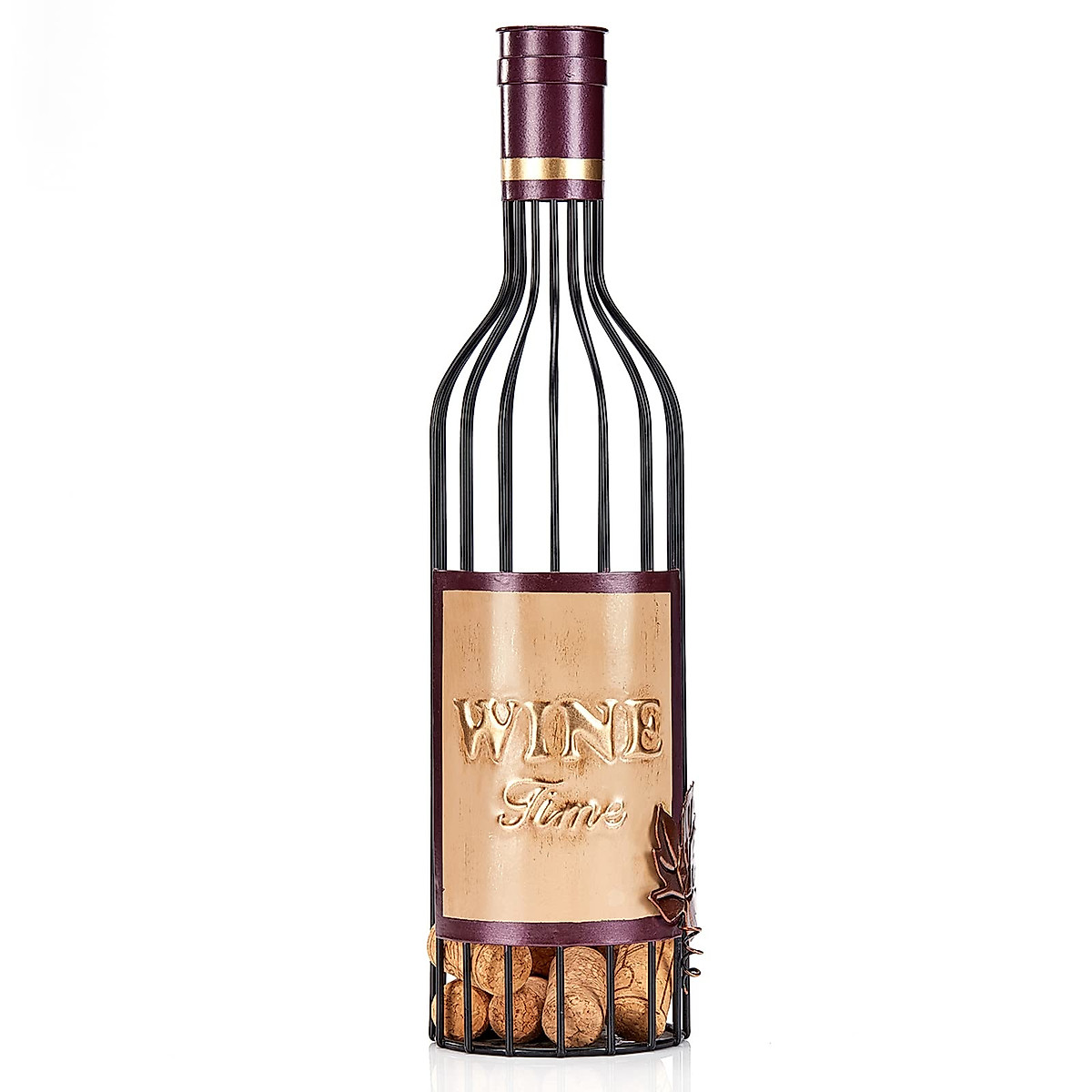 Aayla Wine Cork Holder - Wine Time Cork Storage, Black and Antique Gold, Unique Gift for Wine Lovers (Wire Champagne Shape, Holds Approximately 55 Corks)