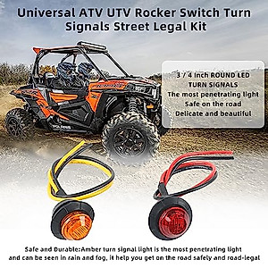 Universal ATV UTV Turn Signal Kit,SXS Street Legal Kit with Turn Signal Light Rocker Switch Flasher Relay Fuse Line LED Lightsfor SXS Dirt Bike Polaris RZR Can-Am Kawasaki Motorcycle