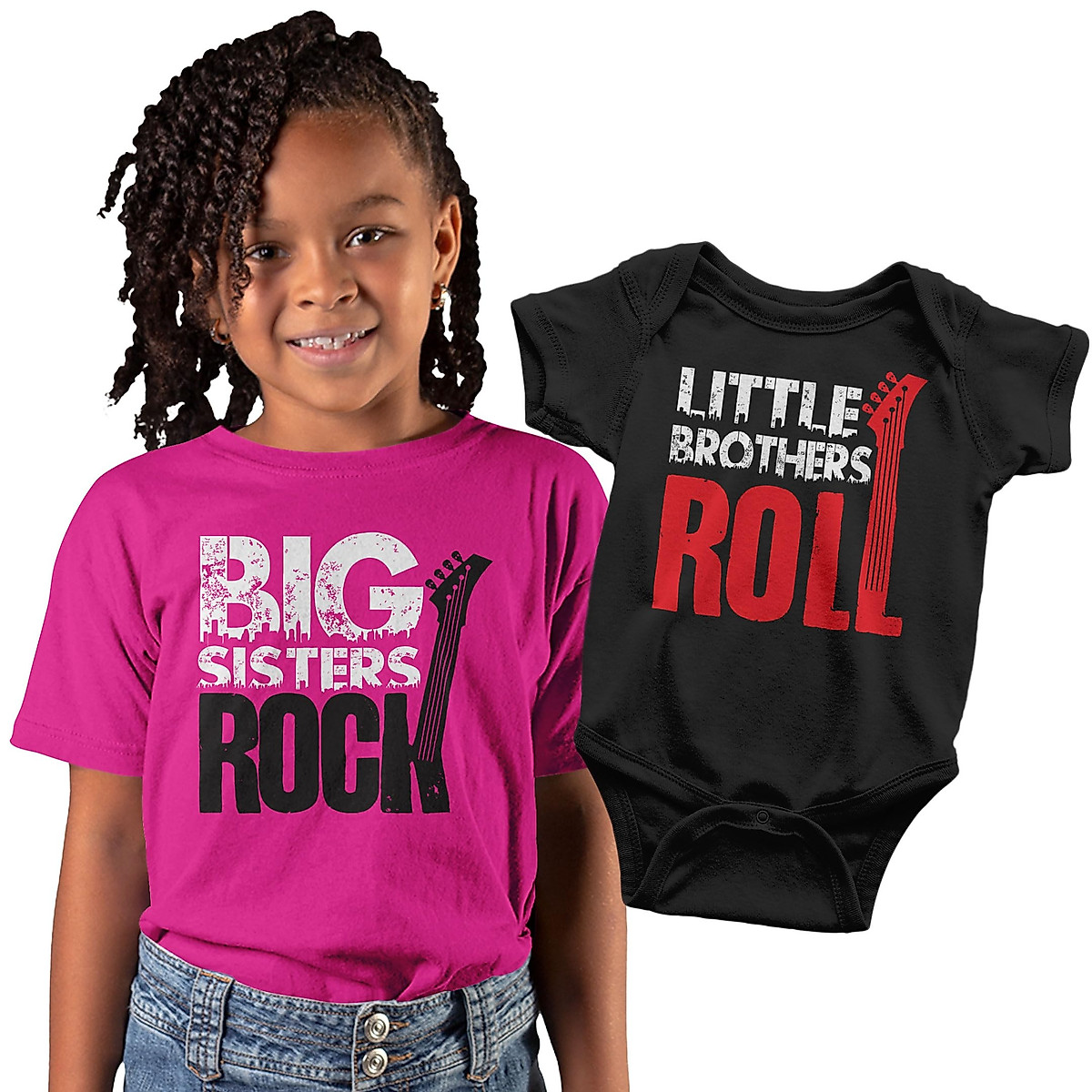 Nursery Decals and More, Big Sister Shirt 2020, Little Brother Newborn Outfit, Big Sisters Rock/Little Brothers Roll, Big Sibling 2T / Lil Sibling (3-6M) 3M