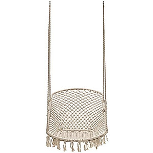 Sorbus® Lounge Chair Macrame Swing, 265 Pound Capacity, Perfect for Indoor/Outdoor Home, Patio, Deck, Yard, Garden (Cream)