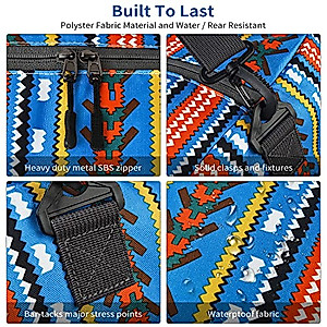 Duffel Bag 65L Packable Duffle Bag with Shoes Compartment Unisex Travel Bag Water-Resistant Duffle Bag(Bohemian Blue,65L)