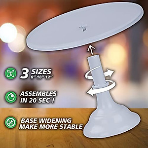 3 Pcs Cake Stand, Cake Pop Stand Set of Disc Diameter 8" 10" 12", Tall Cake Stands for Dessert Table, Perfect Display for Wedding, Party, Birthday, Baby Shower, Decorations (White)