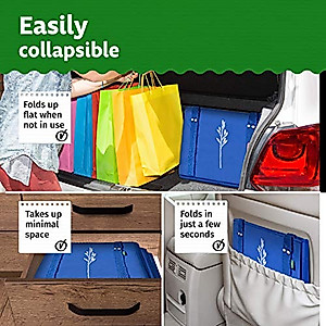 Green Bulldog Reusable Grocery Bags - Heavy Duty, Foldable, Space Saving Tote Shopping Bags - Box Bag w/Straps And Handles (Set of 3) - Taupe