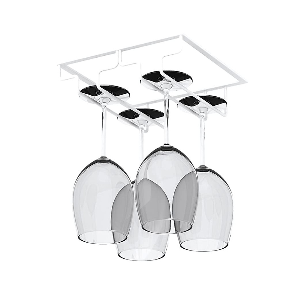 Hoshen GobletWine Glass Holder, Under Cabinet Goblet Holder, High Upside Down Wrought Iron Home, Bar Hanging Wine Glass Holder, Wine Glass Holder, (2 Rows) - Black