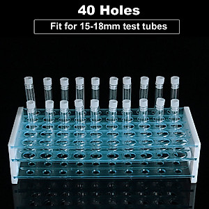 6 Pack Plastic Test Tube Rack for 15-18 mm Tubes, 40 Holes Test Tube Rack Holder, Science Test Tube Stand, Lab Tube Rack for for Scientific Experiment, Lab Sample Vials, Laboratory (Detachable)