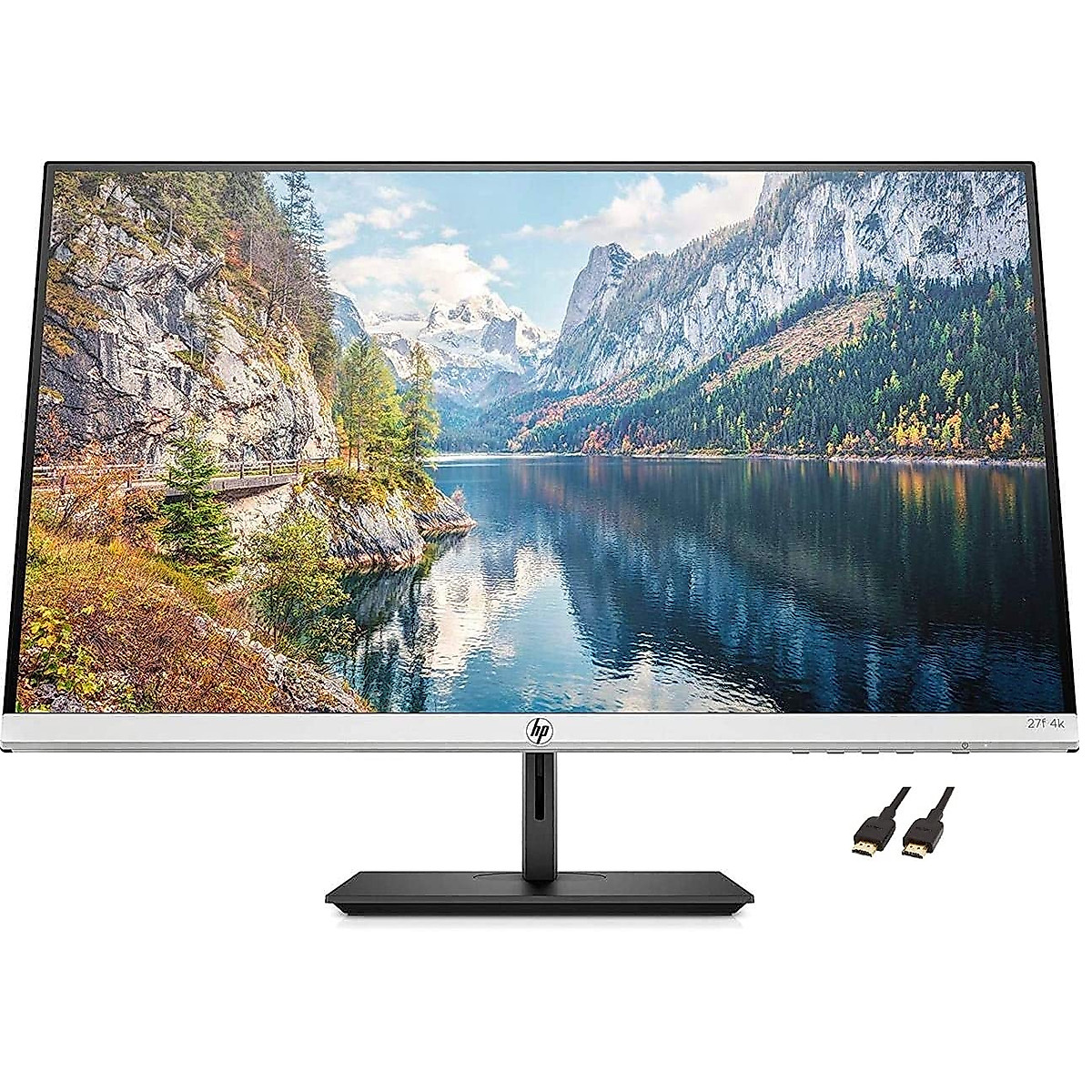 HP New Premium 27f 4K Monitor: 27" UHD 3840 x 2160 (4K) IPS Micro-Edge Display, AMD FreeSync Tech, Height/Tilt Adjustment, HDMI, DisplayPort, 5ms Response time, 16:9 Aspect Ratio, 60Hz,TF HDMI Cable