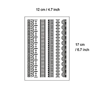 Everjoy 10+ Designs Waterproof Arm Wrist Leg Circle Fake Temporary Tattoo Stickers - Black Boho Tribal Armband