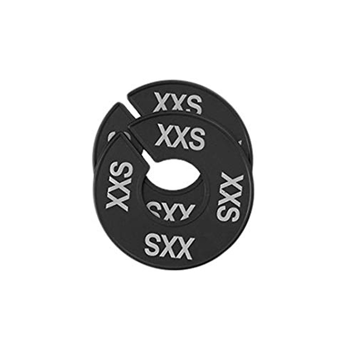 NAHANCO CBWKIT4 Black Round Clothing Size Divider with White Print for Home or Clothing Store, XXS-XXL, Kit of 40 (7 Sizes and Blank, 5 of Each)