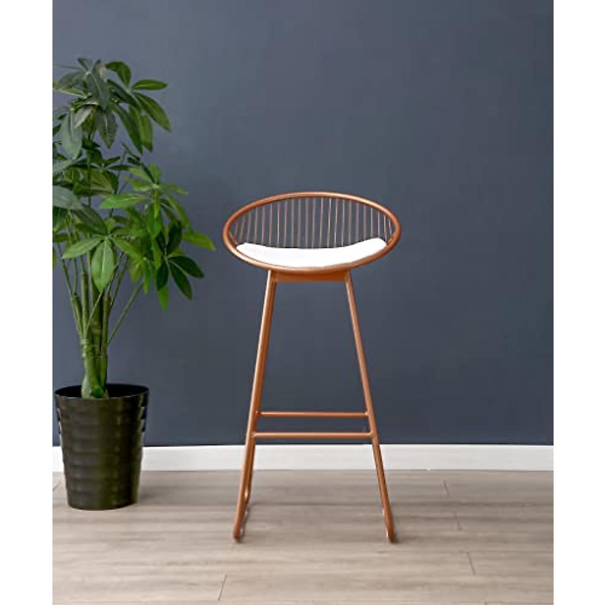 Kirpi Bar Stools Set of 4, Rose Gold Bar Height Bar Chairs 30" Seat, Kitchen Island Barstools Metal, Modern High Counter Stools with White Seat Cushion (4, Rose Gold)