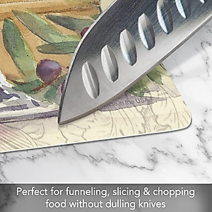 Cut N' Funnel Rustic Wine/Citrus Designer Flexible Plastic Cutting Board Mat with Coordinating Solid Flex Mat 15" x 11.5", Made in the USA, Decorative, Flexible, Easy to Clean