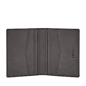 Fossil Men's Everett Leather Slim Minimalist Bifold Front Pocket Wallet, Lead Gray