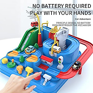 YOERWOD Toys for 3 Year Old Boys，Car Race Track for Kids with 4 Vehicles, Space Exploration Adventure Theme Preschool Educational Ideal Gift for Boys and Girls Aged 3 4 5 6 7 (Blue)