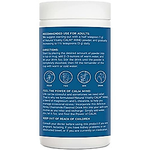Natural Vitality Calm Mind, Magnesium Citrate + L-Theanine Powder, Supports a Healthy Response to Stress, Gluten Free & Vegetarian, Honey Chamomile, 12 Oz