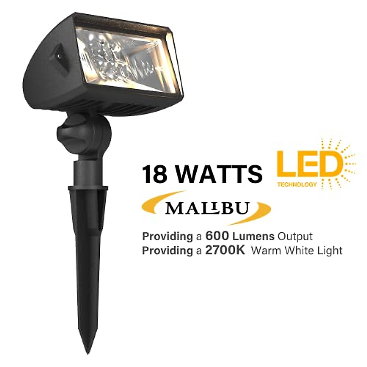 Malibu 18 Watt LED Low Voltage Landscape Floodlight with Optimal Range Wall Spotlights Waterproof Adjustable Light for Garden, Path, Lawn, Patios Security Flood Light 8401-4675-01