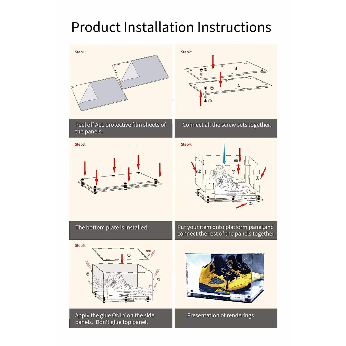Full Size Basketball Square Shape Soccer Ball Acrylic Display Case Wood Box UV Protection 10x10x9 (Wood Platform)