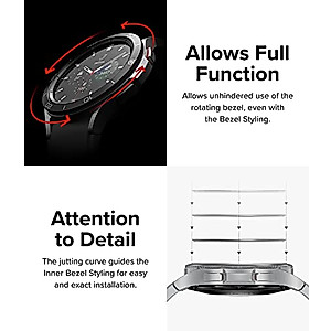 Ringke Inner Bezel Styling Compatible with Samsung Galaxy Watch 4 Classic 42mm, Stainless Steel Anti-Scratch Inner Bezel Ring Protective Cover - 42-IN-03 (ST) Silver