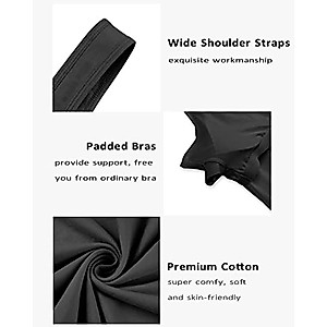 Pafnny Slip Dress for Women Cotton Sleepwear with Padded Bra Casual Summer Beach Loungewear Black