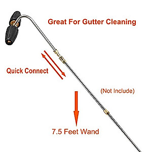 RIDGE WASHER Gutter Cleaner Attachment for Pressure Washer, with 2 Rotary Turbo Nozzle, 1/4 Inch Quick Disconnect, 3300 PSI