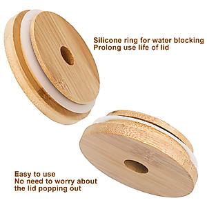 Hacaroa 4 Pack Glass Mason Jar Cups with Bamboo Lid and Straw, 16 Oz Regular Mouth Mason Mugs Drinking Glasses with Handle, Reusable Smoothie Cups for Cold Juice, Beverage, Coffee, Clear