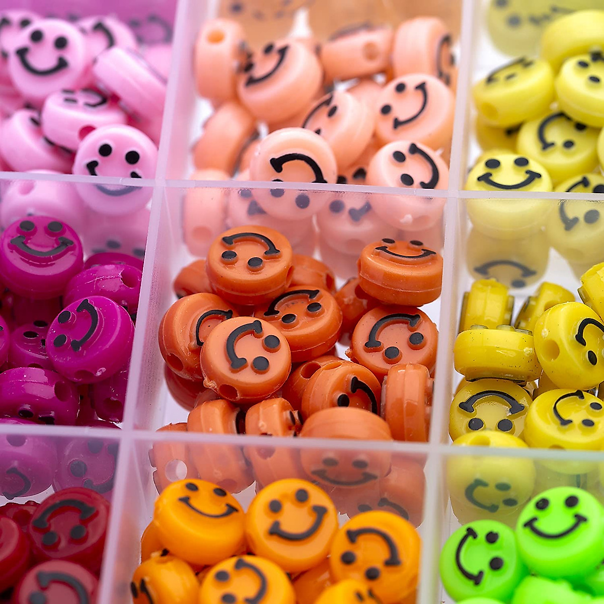 480 Pcs 14 Colors Acrylic Smiley Face Beads for Jewelry Bracelet Earring Necklace Craft Mobile Phone Pendant Making Kit (Multicolor)