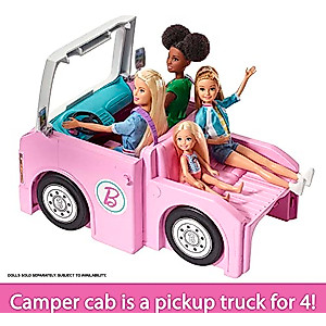 Barbie Camper Playset, 3-In-1 Dreamcamper with Pool and 50 Accessories, Transforms Into Truck, Boat and House (Amazon Exclusive)