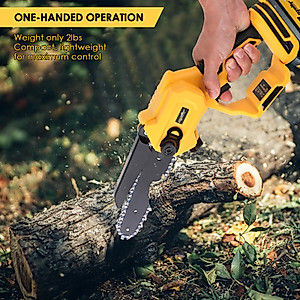 Mellif Cordless Power Chainsaw for Dewalt 20V Max Battery (Battery NOT Included) 6-Inch Hand-held Mini Pruning Saw with Brushless Motor & Replacement Chain for Wood Cutting | Tree Trimming | Camping