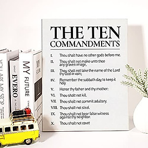 Christian Canvas Wall Art 10 Commandments Canvas Print Positive Scripture Canvas Painting Home Bedroom Wall Decor Framed Gift 12x15 Inch