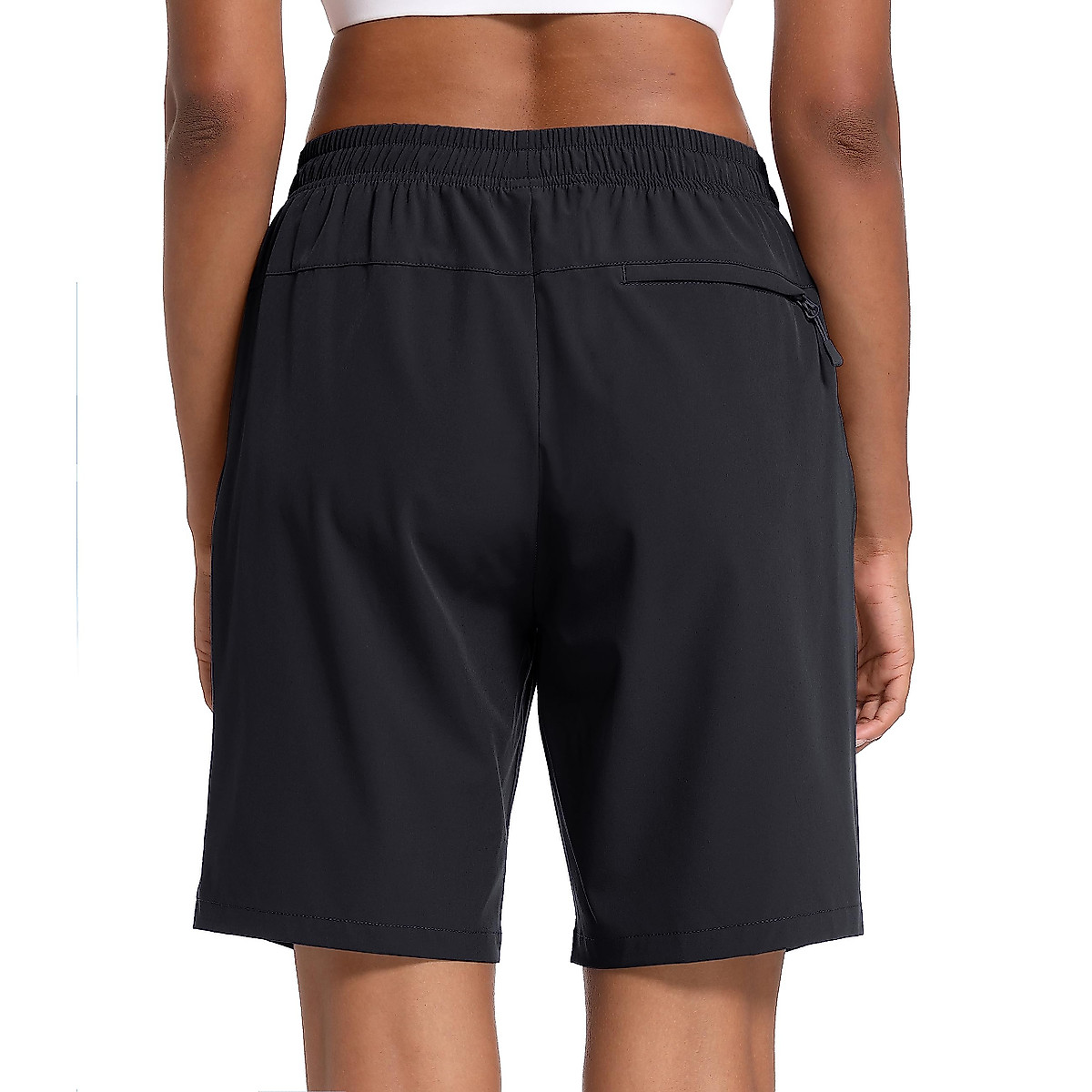 MAGCOMSEN Hiking Shorts Woman Lightweight 8 Inch Inseam with Pockets Water Resistant Running Shorts Black M