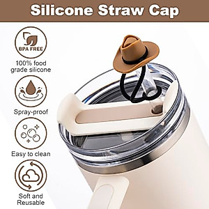 Straw Cover Cap for Stanley Cup 30 40 oz, Silicone Straw Toppers Cowboy Hat, Tumbler Cup Accessories for 10mm 0.4in Straw Cute Gifts for Women