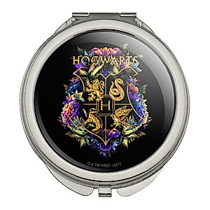 GRAPHICS & MORE Harry Potter Hogwarts Floral Crest Compact Travel Purse Handbag Makeup Mirror