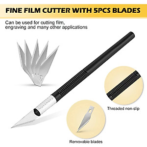 VVNIAA Window Tinting Tools, Window Film Kit, Professional Car Wrap Kit, Vinyl Wrap Kit, Tint Kit Includes Square with Flannel Squeegee, Carving Knife, Safe Membrane Cutter, Edge Trimming Squeegee.