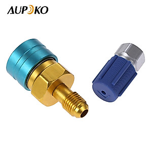 Aupoko R1234YF to R134A Low Side Quick Coupler, R1234YF Low Side Quick Coupler, R12 to R134A Hose Adapter Fitting Connector for Car Air-Conditioning AC Charging