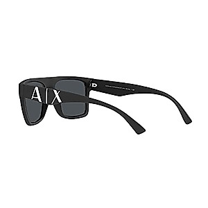 A|X ARMANI EXCHANGE Men's AX4113S Rectangular Sunglasses, Matte Black/Dark Grey, 55 mm