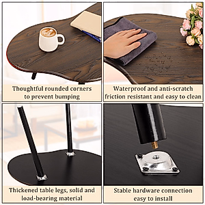 Modern Coffee Tables for Living Room Cloud Shape Center Table Industrial Irregular Wood Grain Table Top Coffee Table, Rustic Brown Unique Furniture for Living Room Home