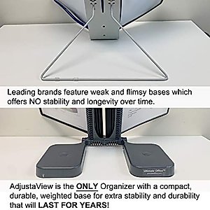 Ultimate Office AdjustaView 20-Pocket Desk Reference Organizer with Easy-Load Pockets and Compact Weighted Base for Stability (Colored Pockets)