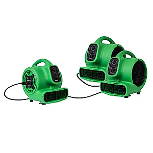 XPOWER P-230AT Mini Mighty 1/4 HP 925 CFM Centrifugal Air Mover, Carpet Dryer, Floor Fan, Blower, Stackable, Daisy Chain, for Water Damage Restoration, Janitorial, Plumbing, Home Use, Green