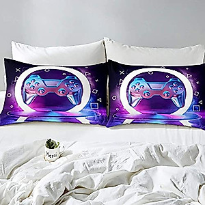 ZCMZMP Gamepad Quilt Cover, Three-Piece Electronic Game Bedding, 3D Gamepad Printing, Suitable for Young Game Fans. (Gamepad9,Twin)