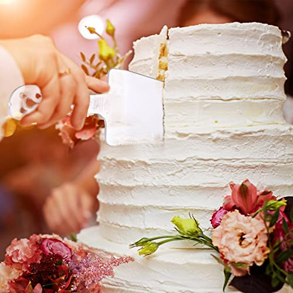 50 PCS Disposable Plastic Cake Cutter and Server Clear Cake Plastic Server Cutter Plastic Cake Server Cutting for Pie Tart Cake Dessert Pizza Pastry, Baking Cutter Holder Transfer for Kitchen Wedding